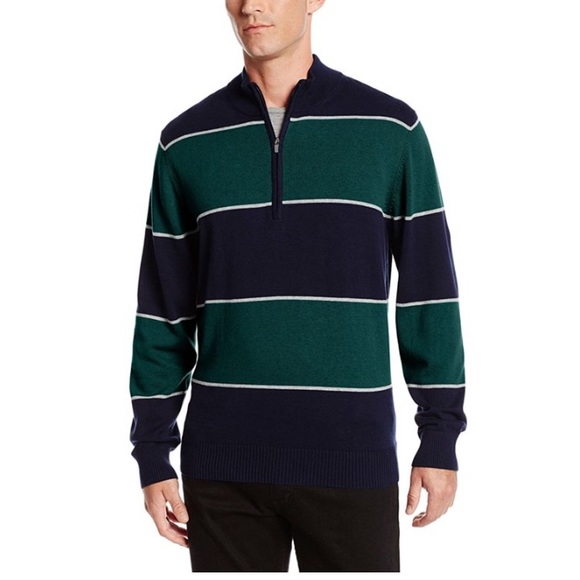 Izod | Sweaters | Nwt Izod Road Trip Wide Stripe Long Sleeve Quarter ...